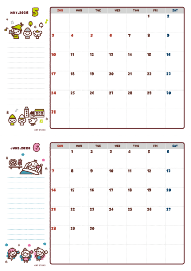 2026年05-06月カレンダー（書込欄付き） | KF STUDIO